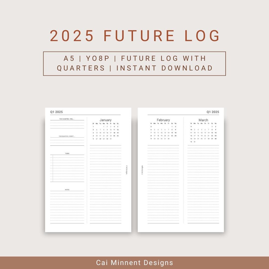 2025 Quarterly Planner Printable | Future Log | Minimalist Productivity ...