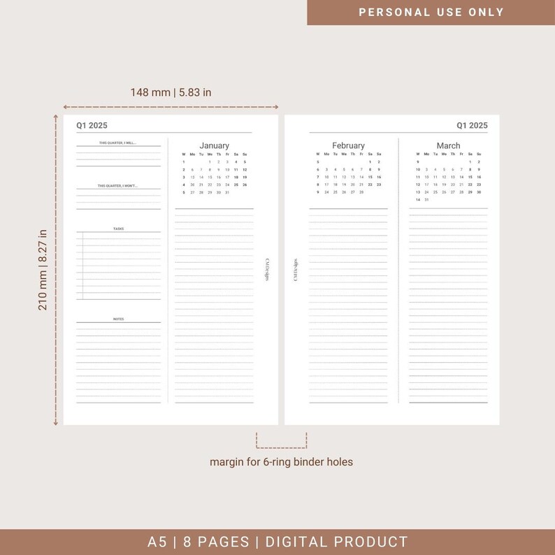 2025 Quarterly Planner Printable | Future Log | Minimalist Productivity ...