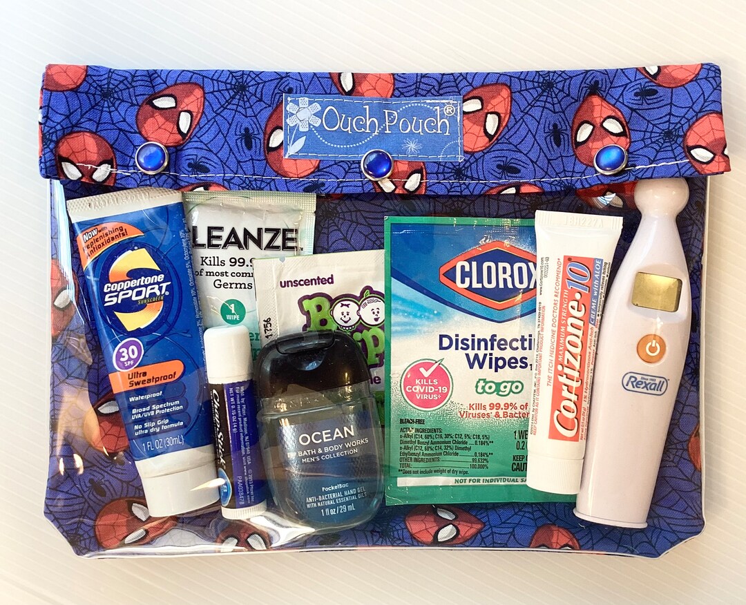 Spiderman Ouch Pouch Organizer Clear Front First Aid Medical School Hospital Epipens Inhaler ...