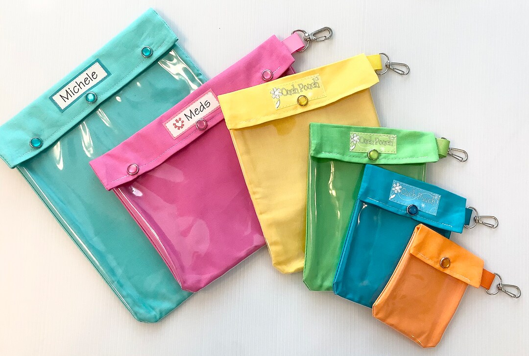 Solid Spring Colors Ouch Pouch Set of 6 Clear Front Diaper Bag Purse ...