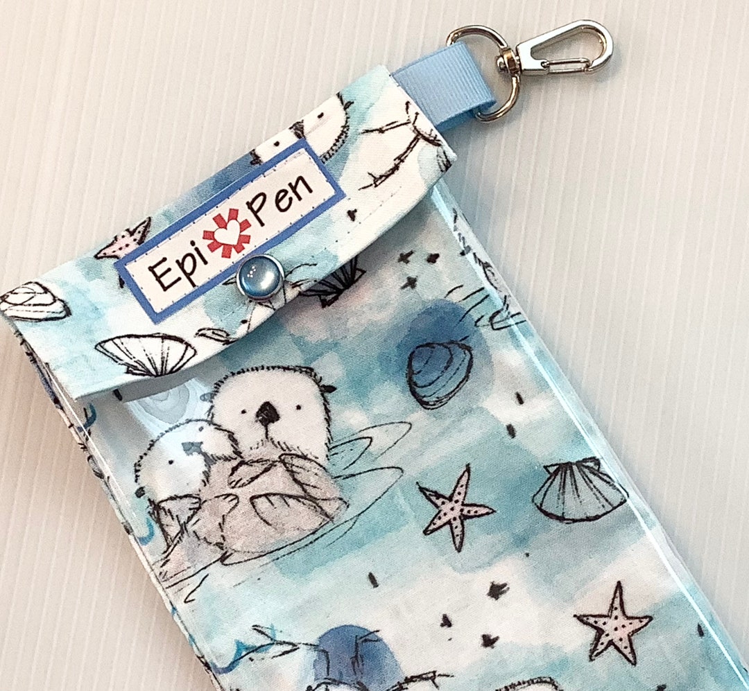 Sea Otters Epipen Carrier With Clear Pocket / Clip Holds 1-2 Allergy ...