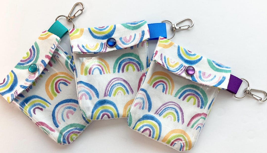 Rainbow (1) Clear Front Pouch Keychain Clip 3x4 Backpack Organizer ...