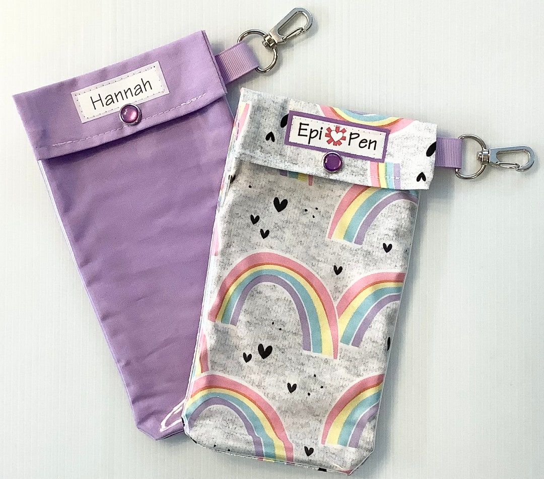 Rainbow or Lavender Epipen Case (1) Clear Pocket Clip Pouch Holds 2 ...