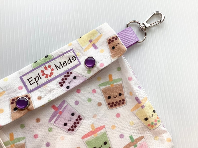 Boba Drink Fabric Epipen Snap Carrier Clear Pocket With Clip Holds 2 ...