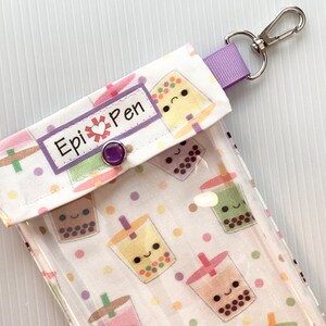Boba Drink Fabric Epipen Snap Carrier Clear Pocket With Clip Holds 2 ...