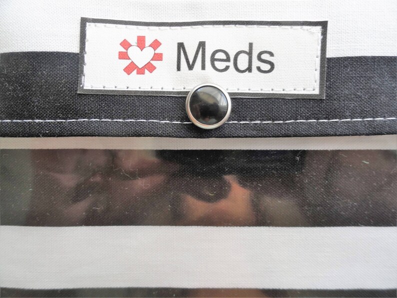 Black & White Stripe Ouch Pouch / Personalized Clear Pocket - Etsy