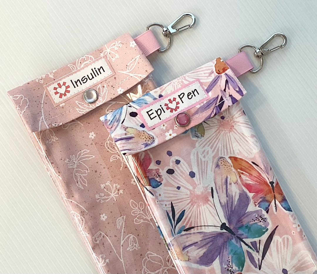 Medication Pouch Butterfly or Clay Floral 1 With Clear Pocket Clip ...