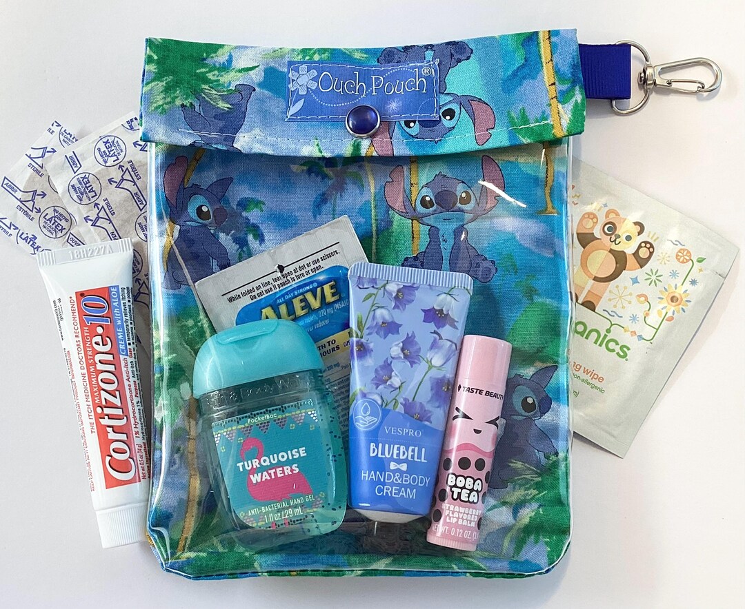 Stitch / Blue Plaid Ouch Pouch 5x7 Clear Front Clip Travel Tote ...