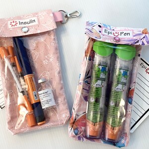 Medication Pouch Butterfly or Clay Floral 1 With Clear Pocket Clip ...