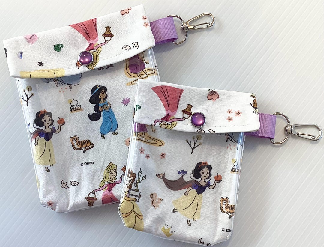 Disney Princess 2 Pack Clear Front Clip Keychain Pouch Set First Aid ...
