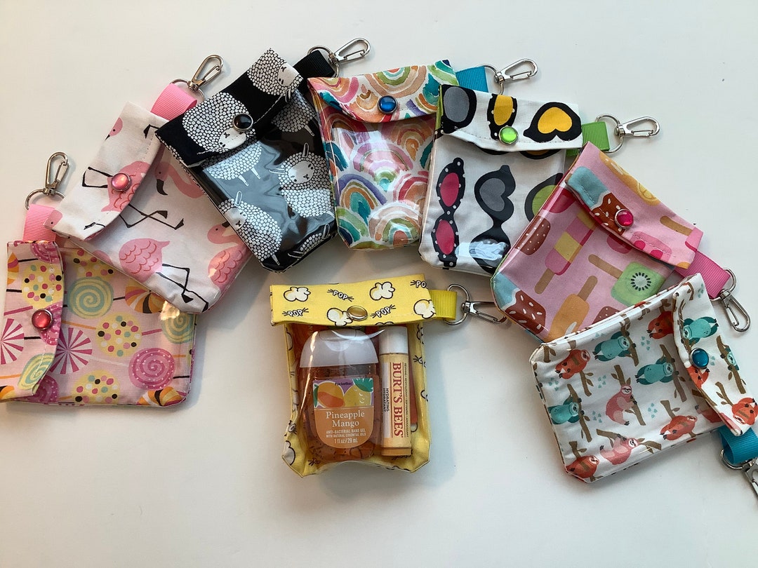 Clear Front Mini Pouch Keychain Clip 3x4 Fun Girls Small Purse Holder ...