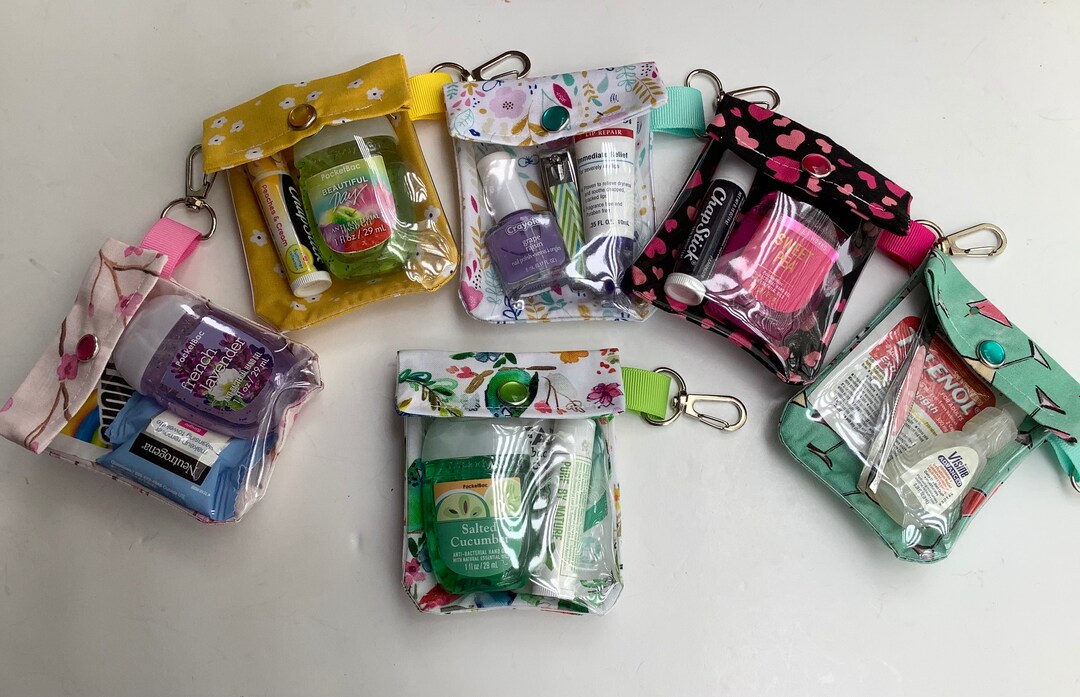 Clear Front Mini Pouch Keychain Clip 3x4 Small Purse Holder Bag Charm ...