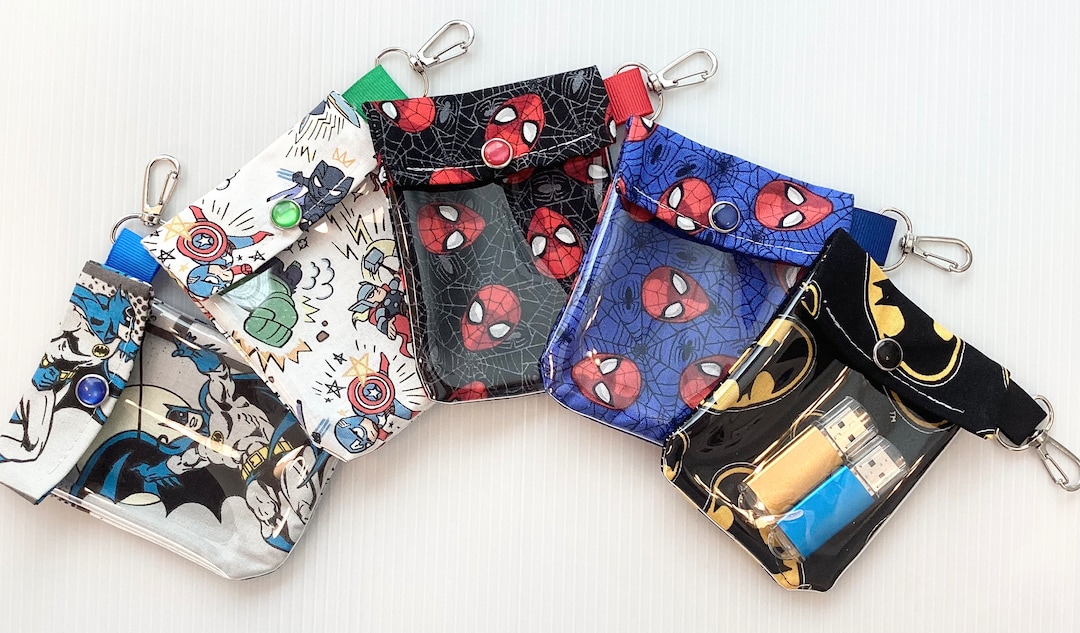 Superhero Flash Drive Protector Clear Front USB Pouch Keychain Clip 3x4 ...