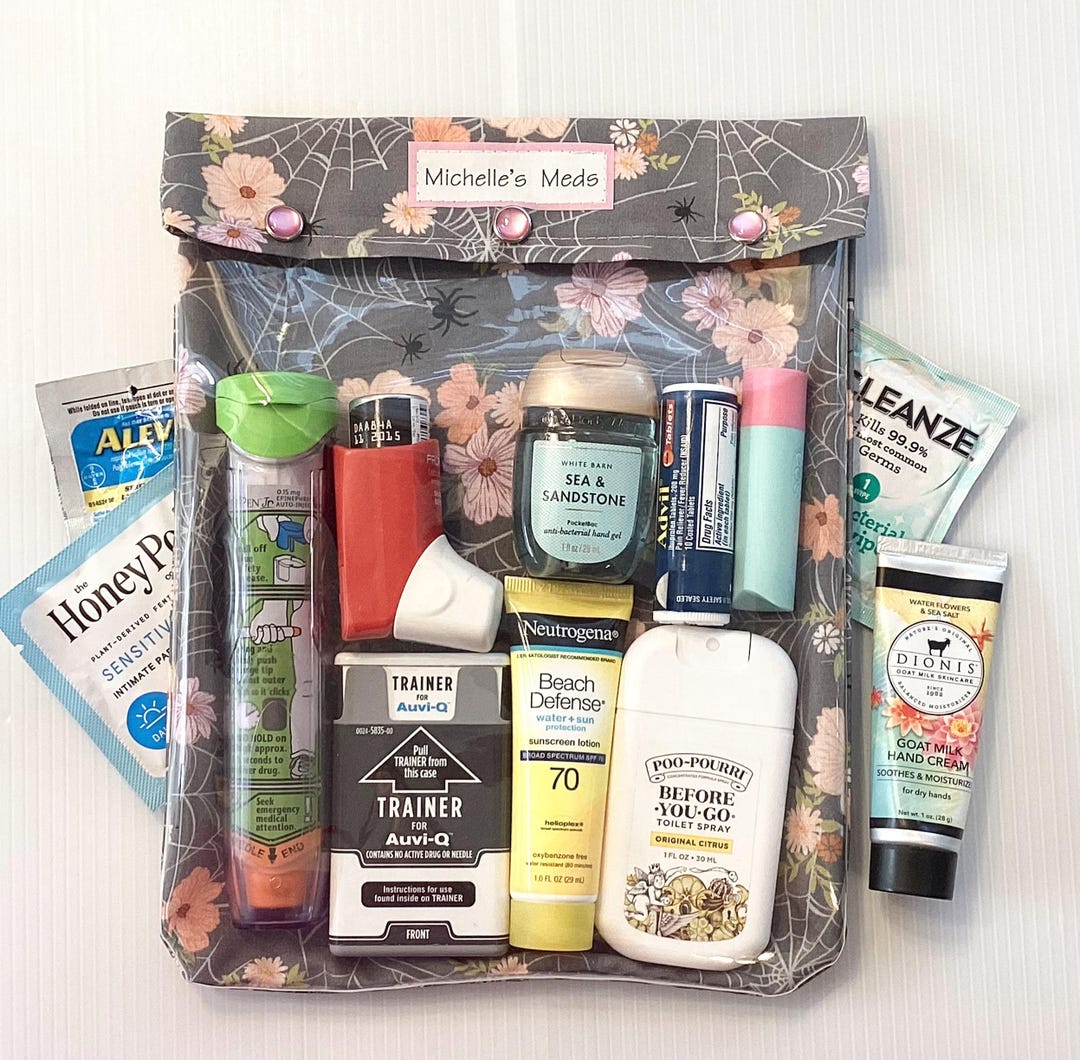 50% Spiderweb Floral Clear Front Pouch 8x10 Sunscreen First Aid ...