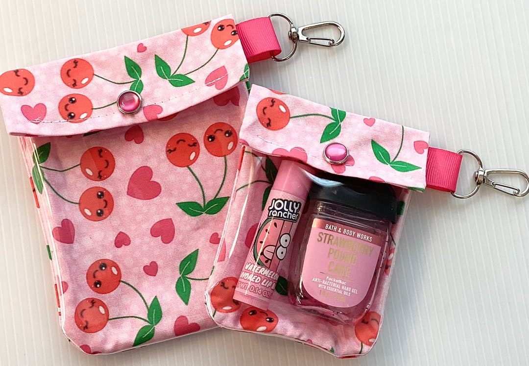 Cherries Clear Front Clip Bags Kawaii Fabric Ouch Pouch 2 Pack School ...