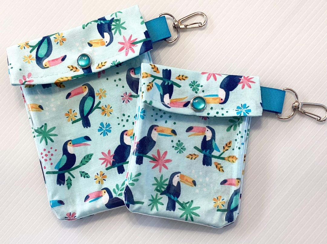 Toucan Clear Front Clip Bags Fabric / Vinyl Ouch Pouch 2 Pack School ...