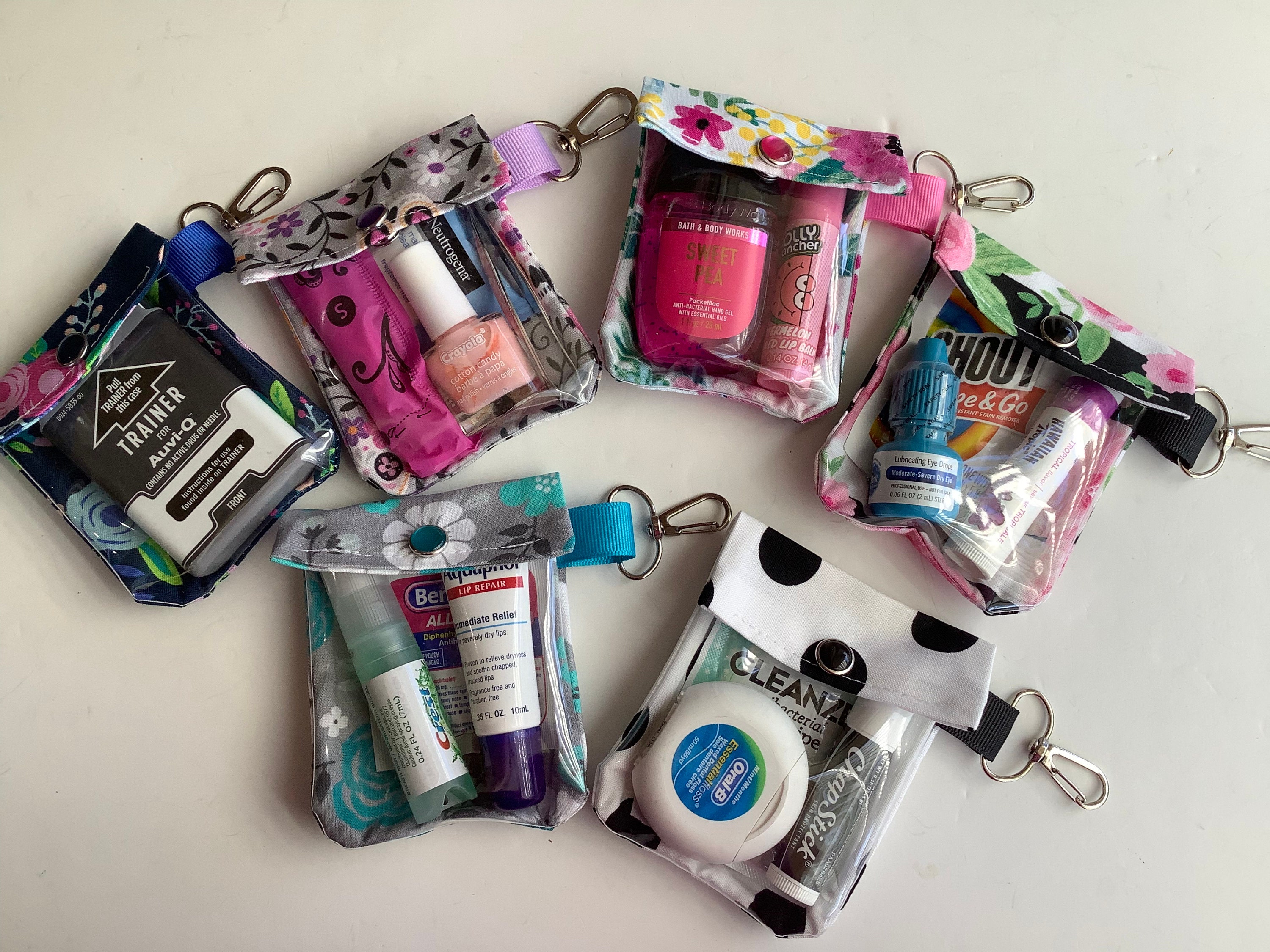 Clear Keychain Mini Clip Pouch 3x4 ID Card Holder Lip Balm Auviq Epipen ...