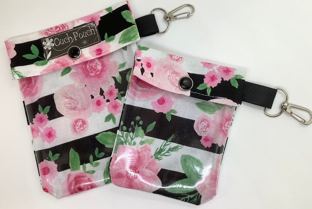 SALE Clear Front Clip Bags Pink Floral Ouch Pouch 2 Pack First Aid ...