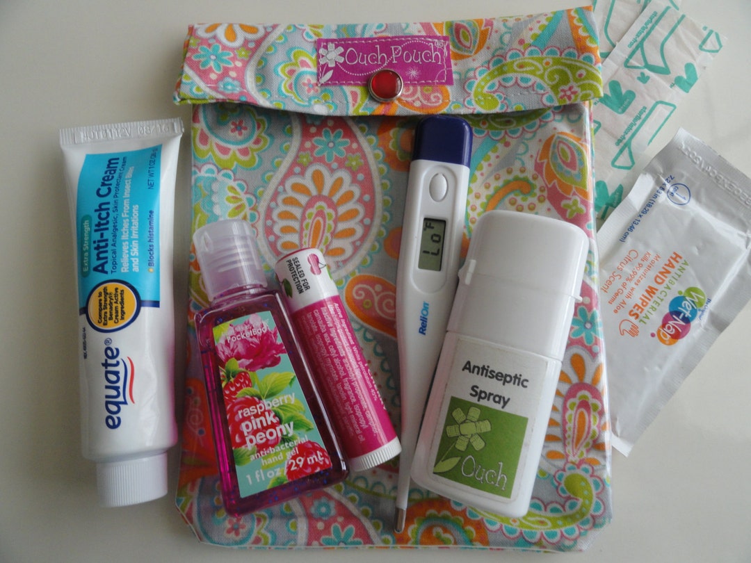 Paisley Ouch Pouch 5x7 Clear Front Pocket Fabric Organizer First Aid ...