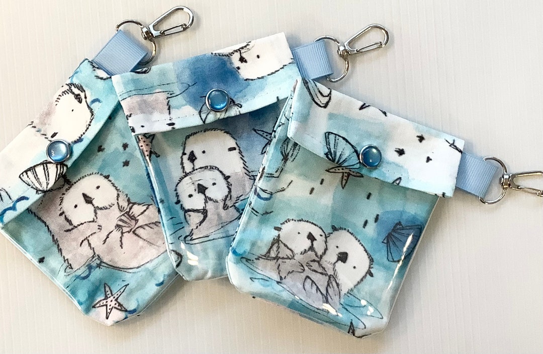Sea Otter 1 Clear Front Mini Pouch Keychain Clip 3x4 Small Holder Auviq ...