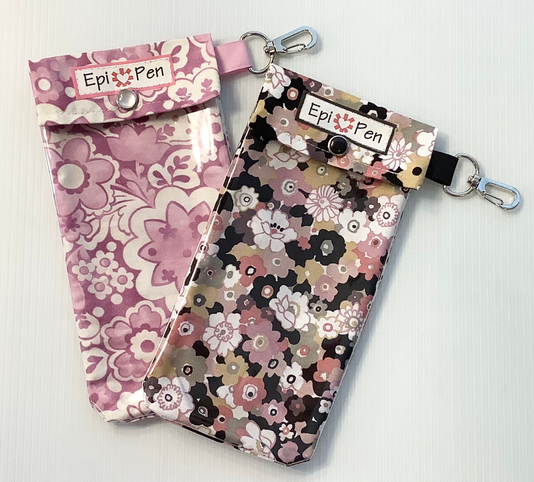 Clearance Lilac or Black Floral Epipen Case 1 Clear Pocket Clip Pouch ...