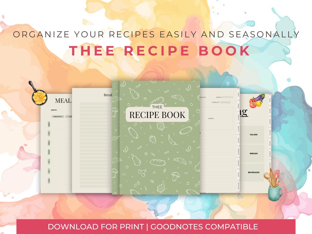 Thee Recipe Book the Digital Seasonal Recipe Template Book Recipes ...