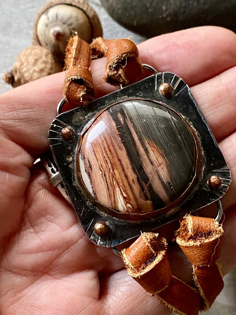 Caldera Paint Stone and Elk Leather Adjustable Bracelet - Etsy