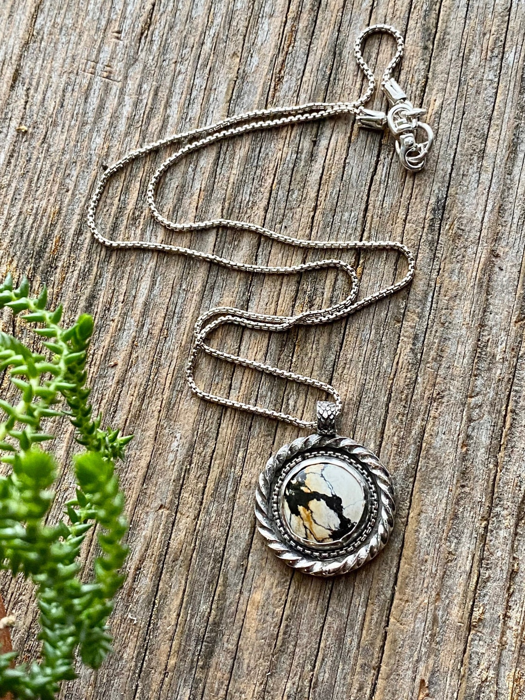 Royal Orange Purple Lavender Variscite Pendant on Sterling Silver Box ...