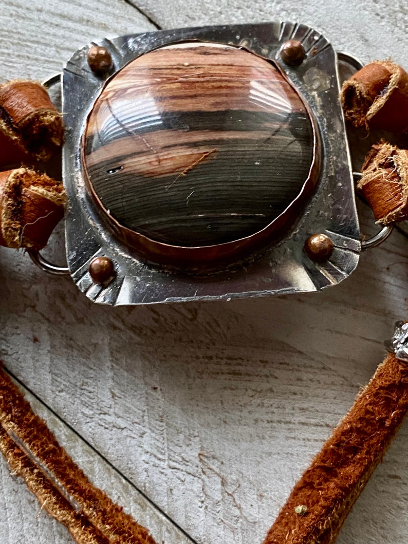 Caldera Paint Stone and Elk Leather Adjustable Bracelet - Etsy