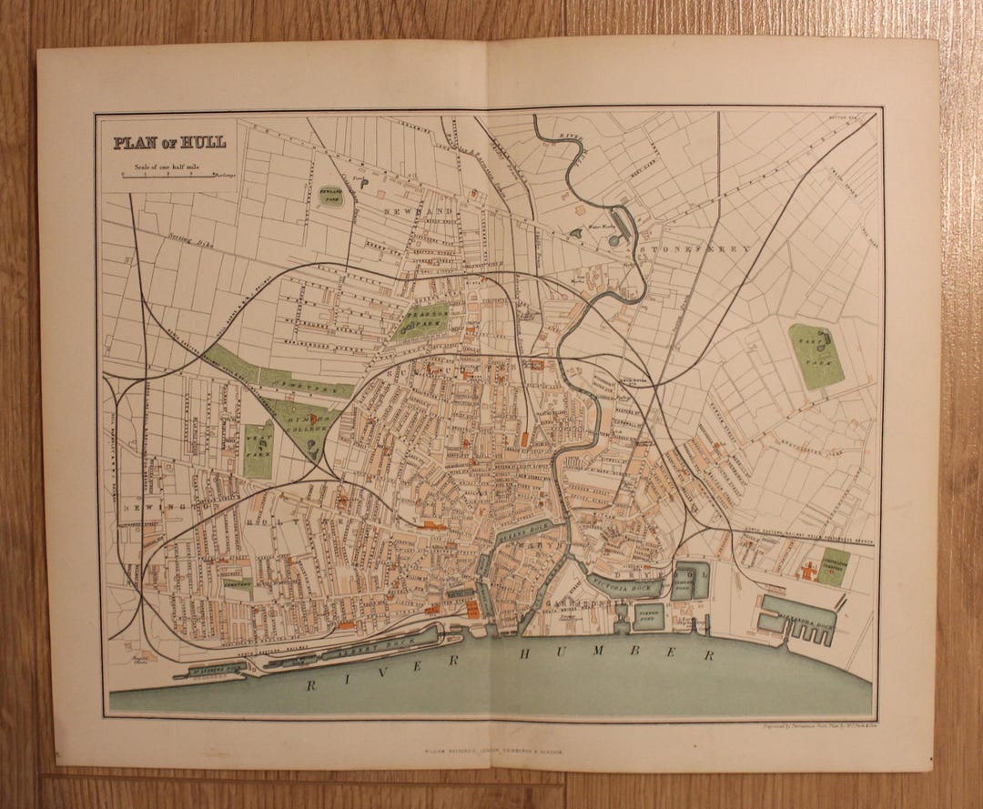 Vintage Map of Hull, Original 1895 Print - Etsy UK
