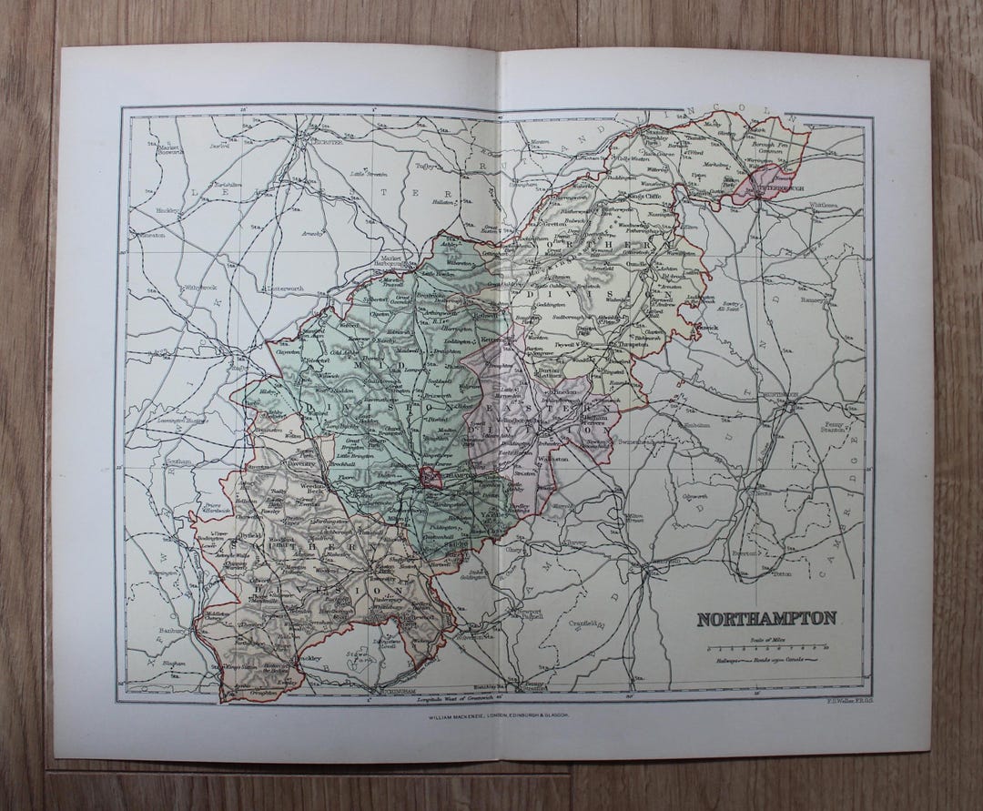 Vintage Map of Northampton, Original 1895 Print - Etsy