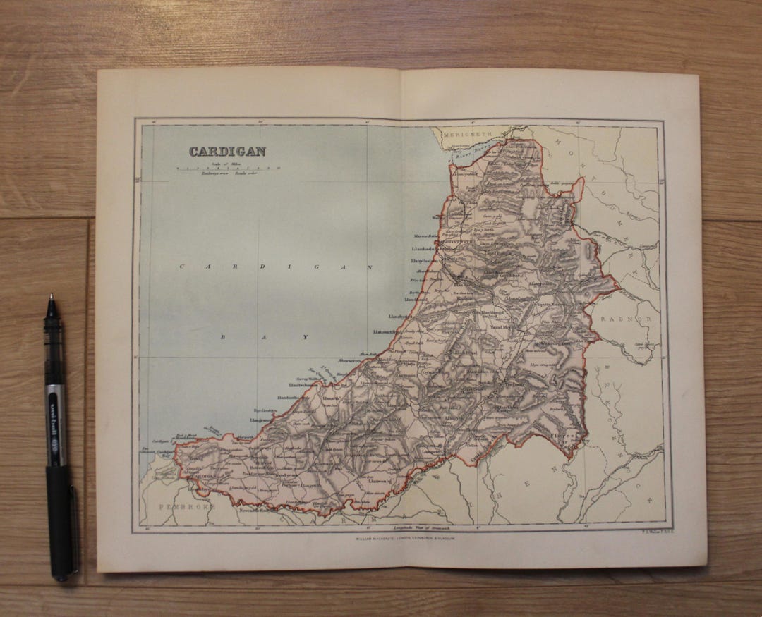 Vintage Map of Cardigan (wales), Original 1895 Print - Etsy