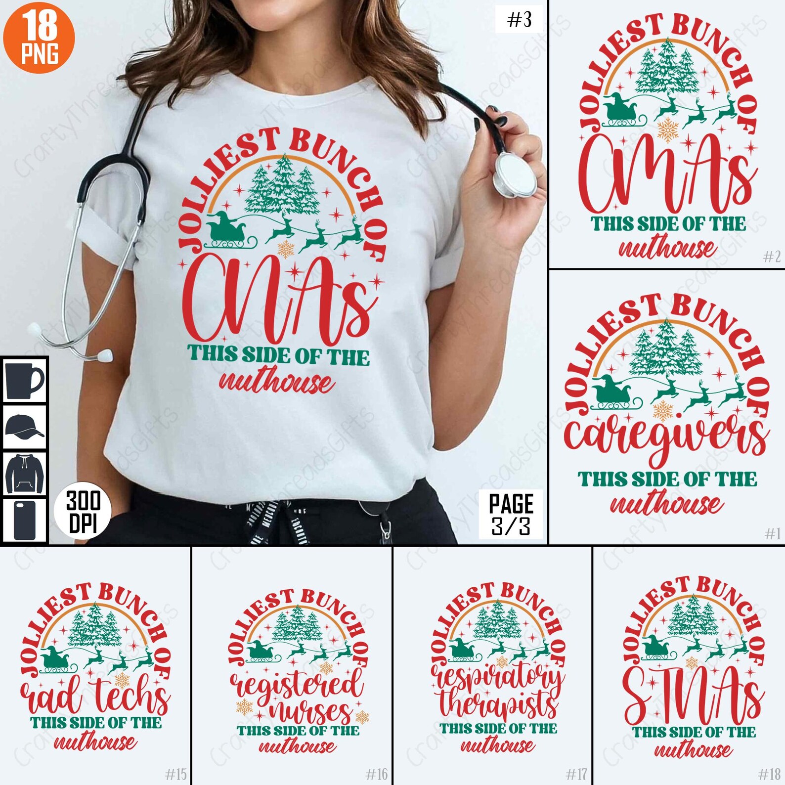 Jolliest Bunch Nurses PNG, Healthcare Workers Sublimation Design ...