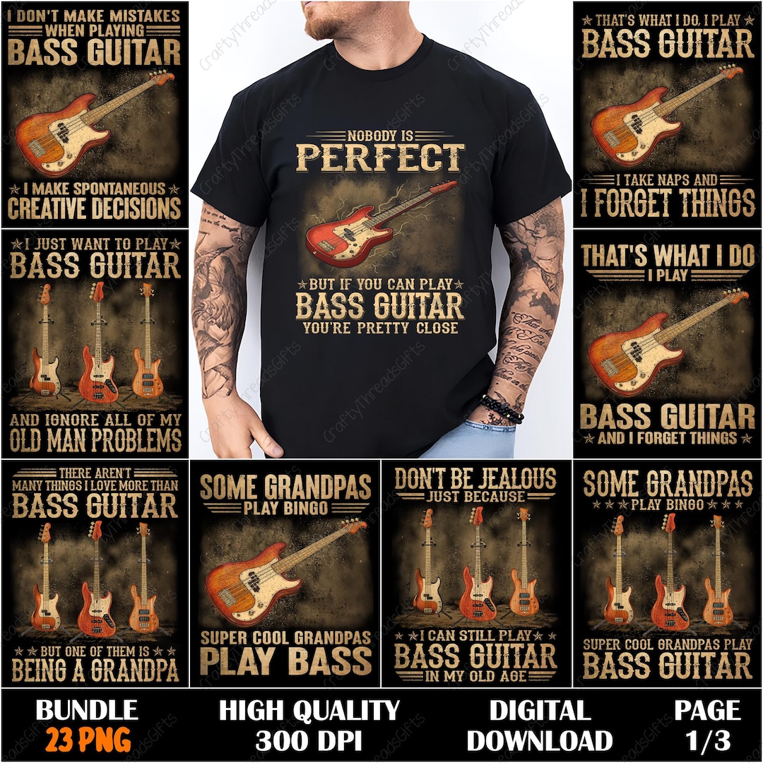 Bass Guitar PNG, Grandpa Bass Sublimation, Musician Bundle, Music ...