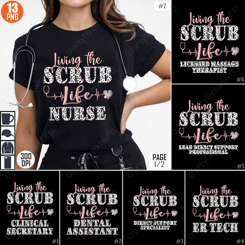 Scrub Life Nurse PNG, Sublimation Design Bundle, Healthcare Worker ...