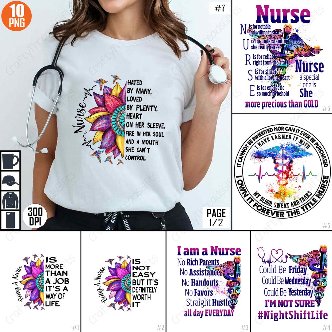 Nurse PNG Bundle, Being a Nurse, Nurse Passion, Nightshift Nurse, Nurse ...