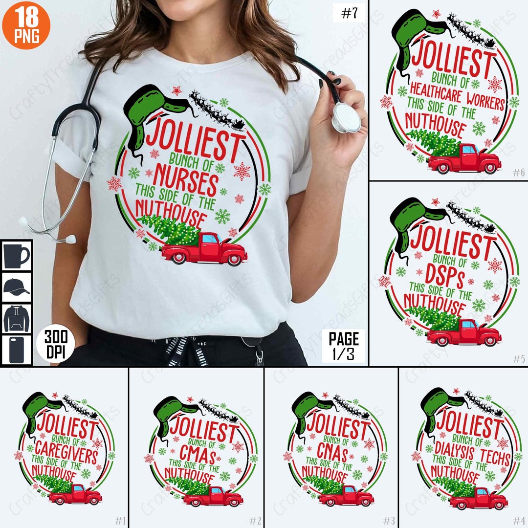 Jolliest Nurses PNG, Healthcare Workers Sublimation, Christmas Nurse ...