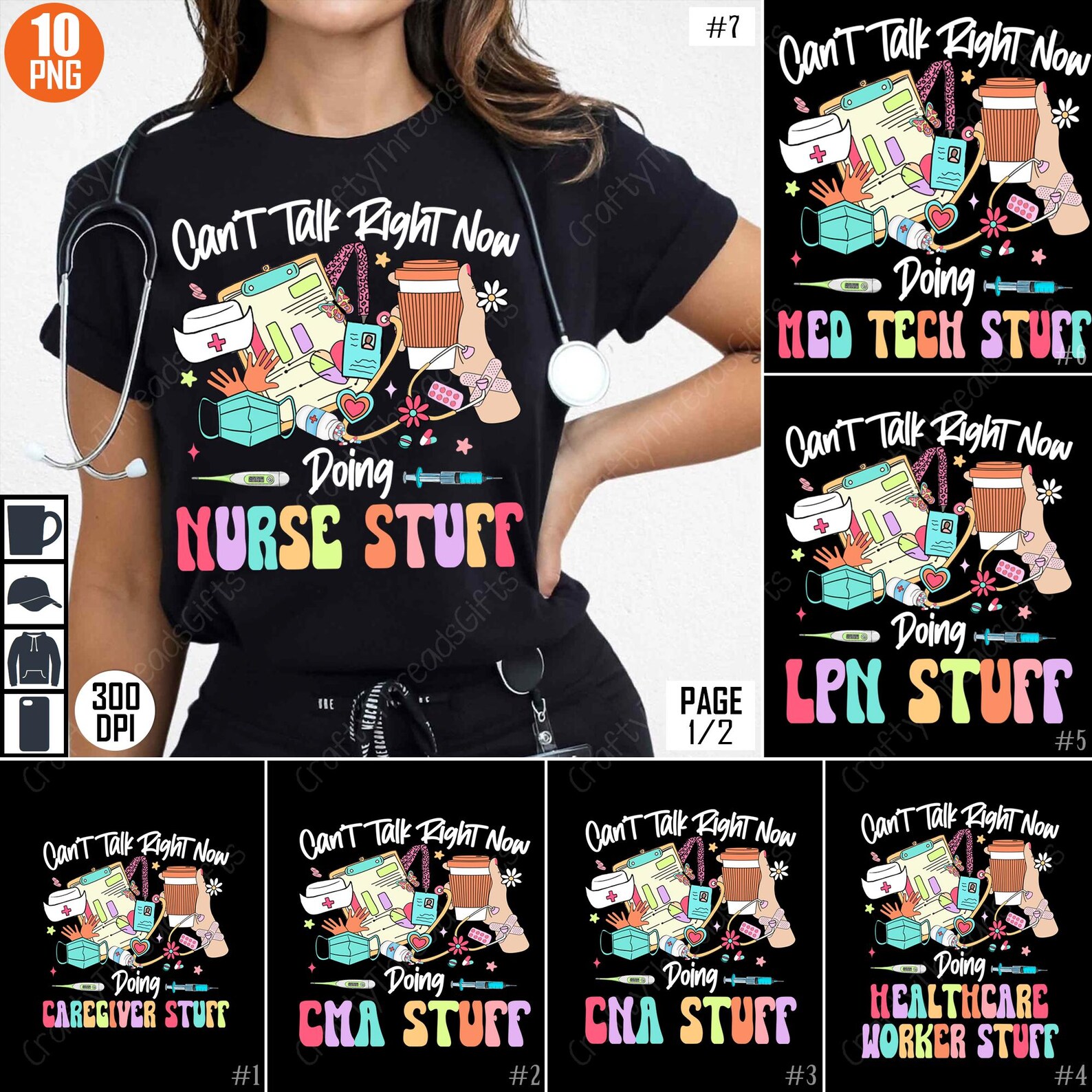 Nurse Stuff Bundle, Med Tech Stuff PNG, LPN Stuff Sublimation ...