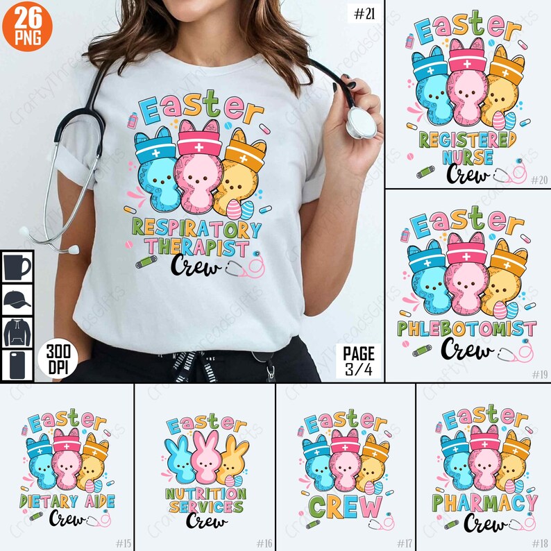 Easter Nurse Crew PNG Bundle, Easter CNA Crew Sublimation, Easter ...