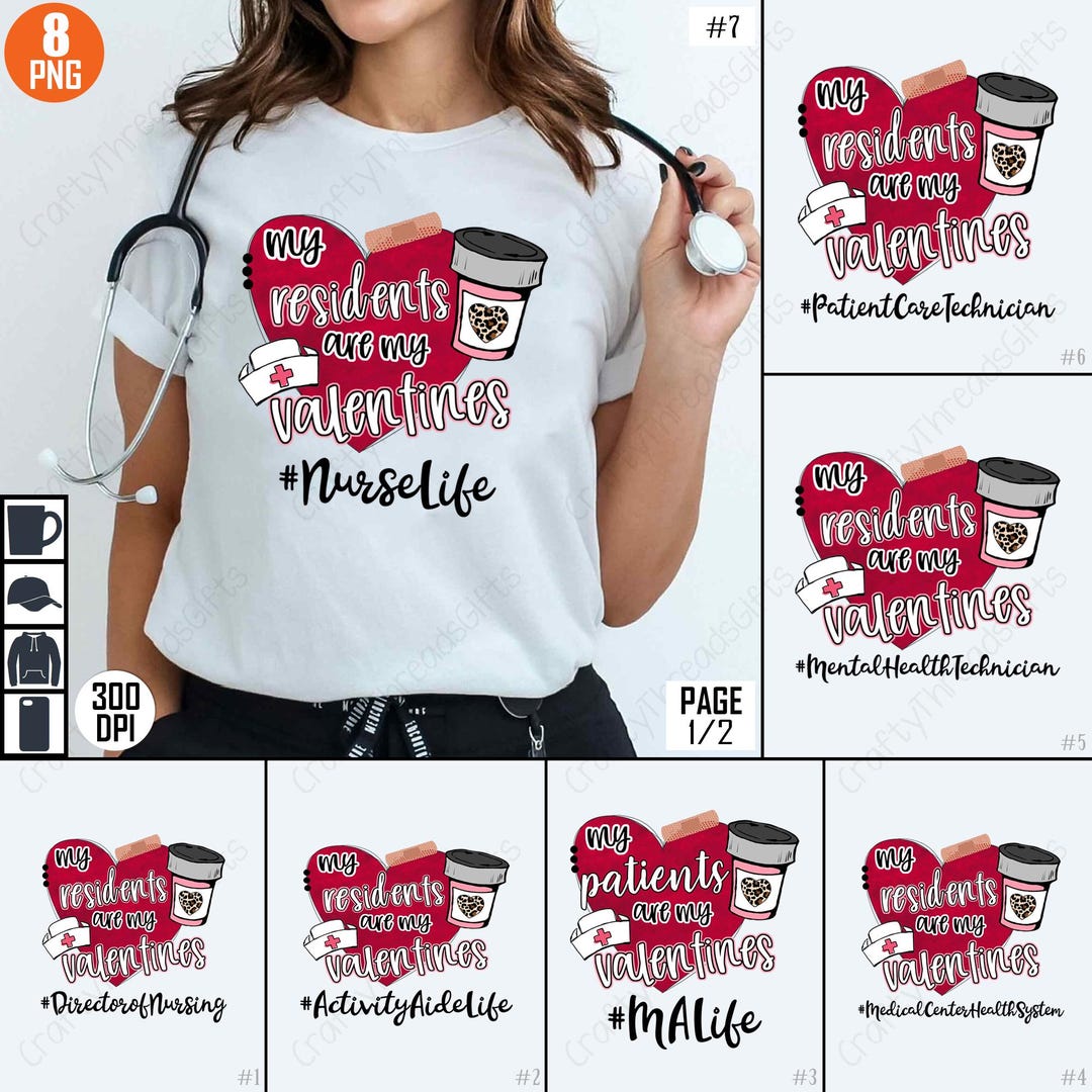 Valentine’s Day Nurse PNG Bundle, Nurse Life PNG Bundle, Nurse ...