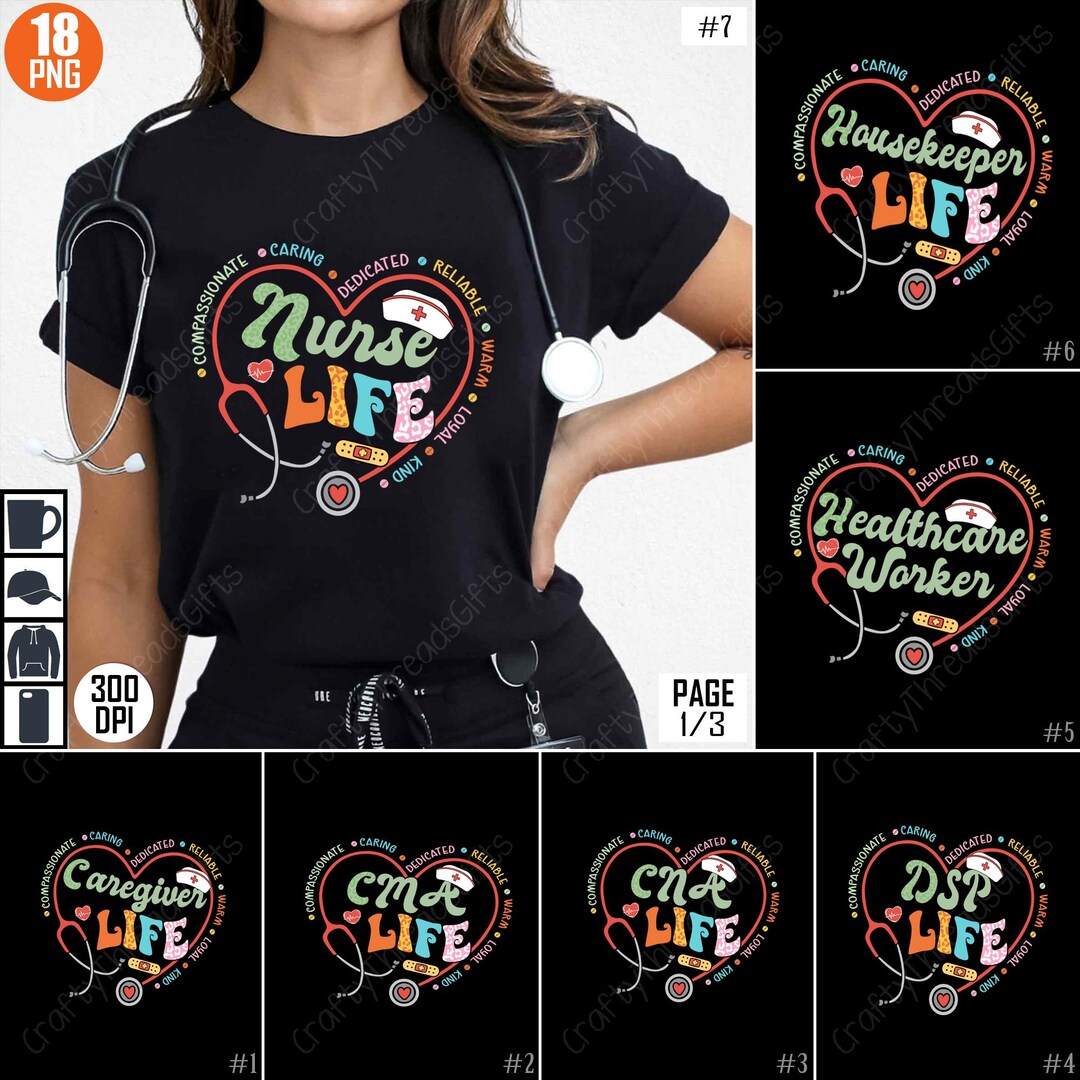 Nurse Life PNG Bundle Sublimation Design, Healthcare Worker, Caregiver ...
