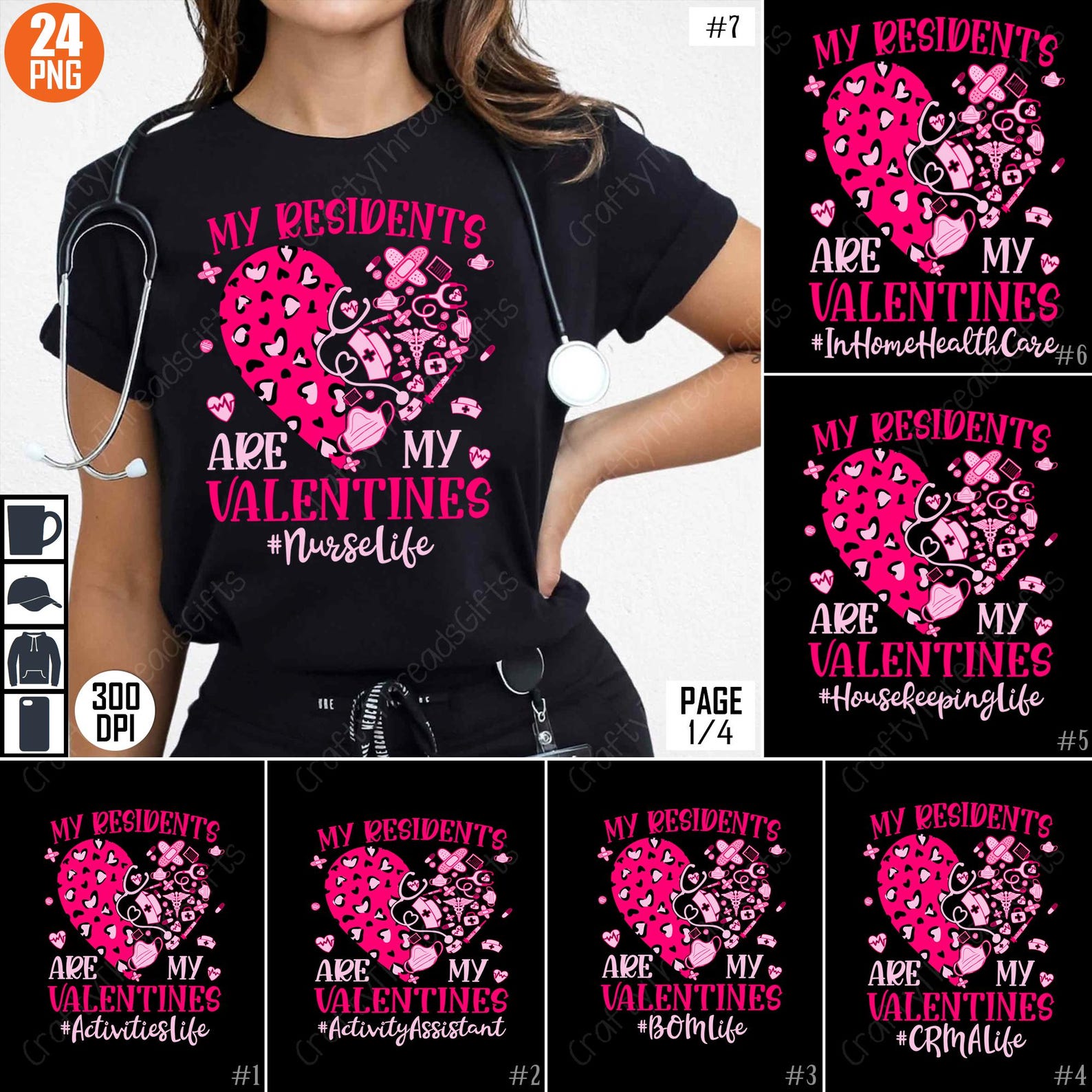 Valentine’s Day Nurse PNG Bundle, Nurse Life Sublimation Design ...