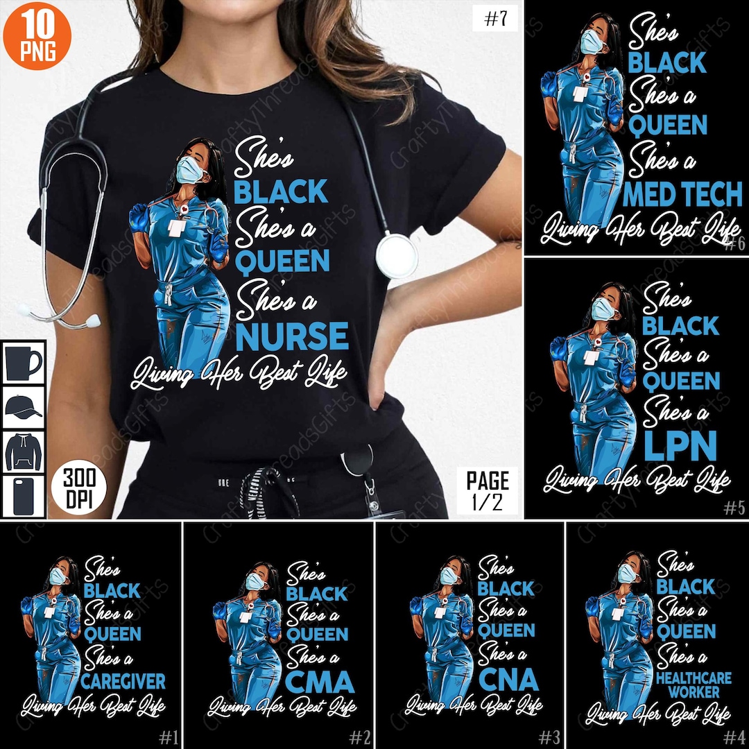 Black Nurse PNG Bundle, Nurse Sublimation Design, Black Queen Nurse ...