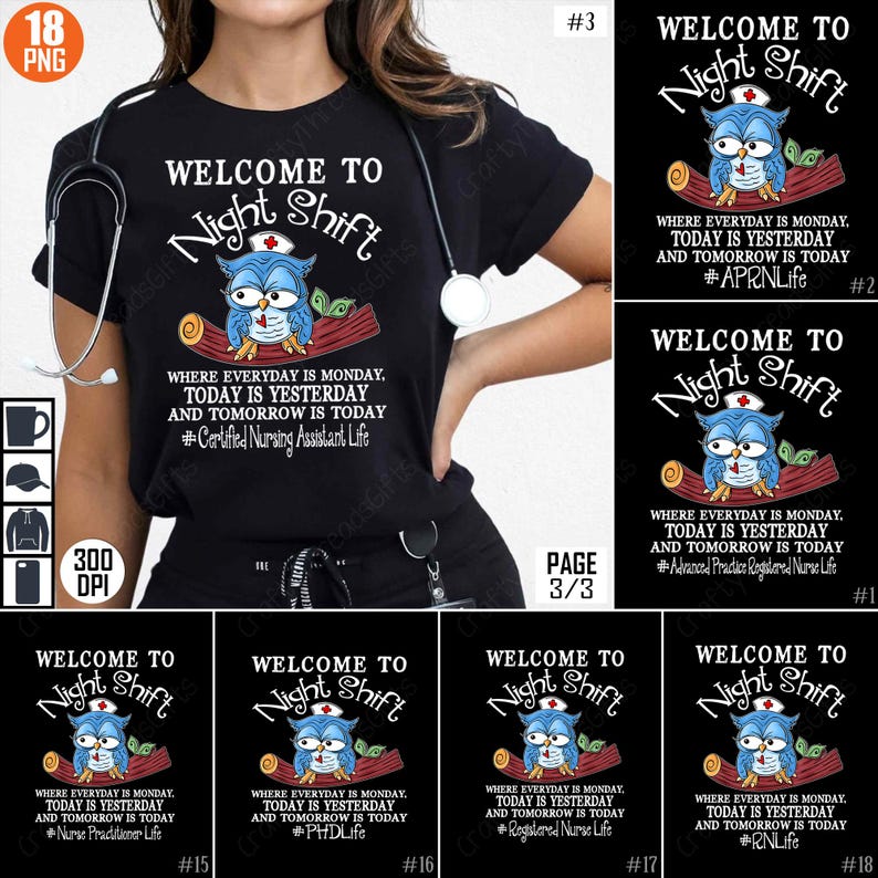 Night Shift Nurse PNG, Nursing Sublimation Bundle, Funny Night Shift ...