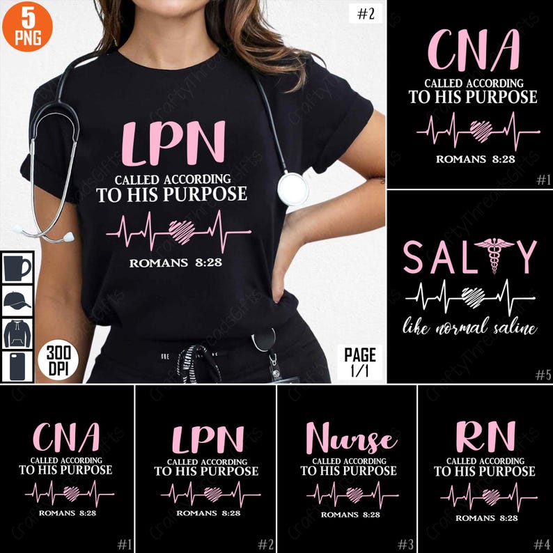 CNA Bundle Nurse Sublimation Png, LPN Called According to His Purpose ...