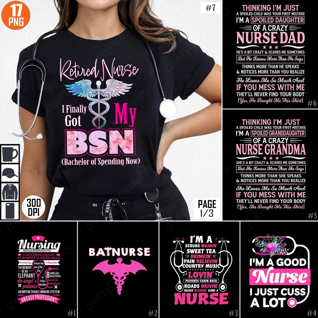 Nurse PNG Bundle, Nursing Heart Love, Nurse Life, Scrubs Wearing Sweet ...