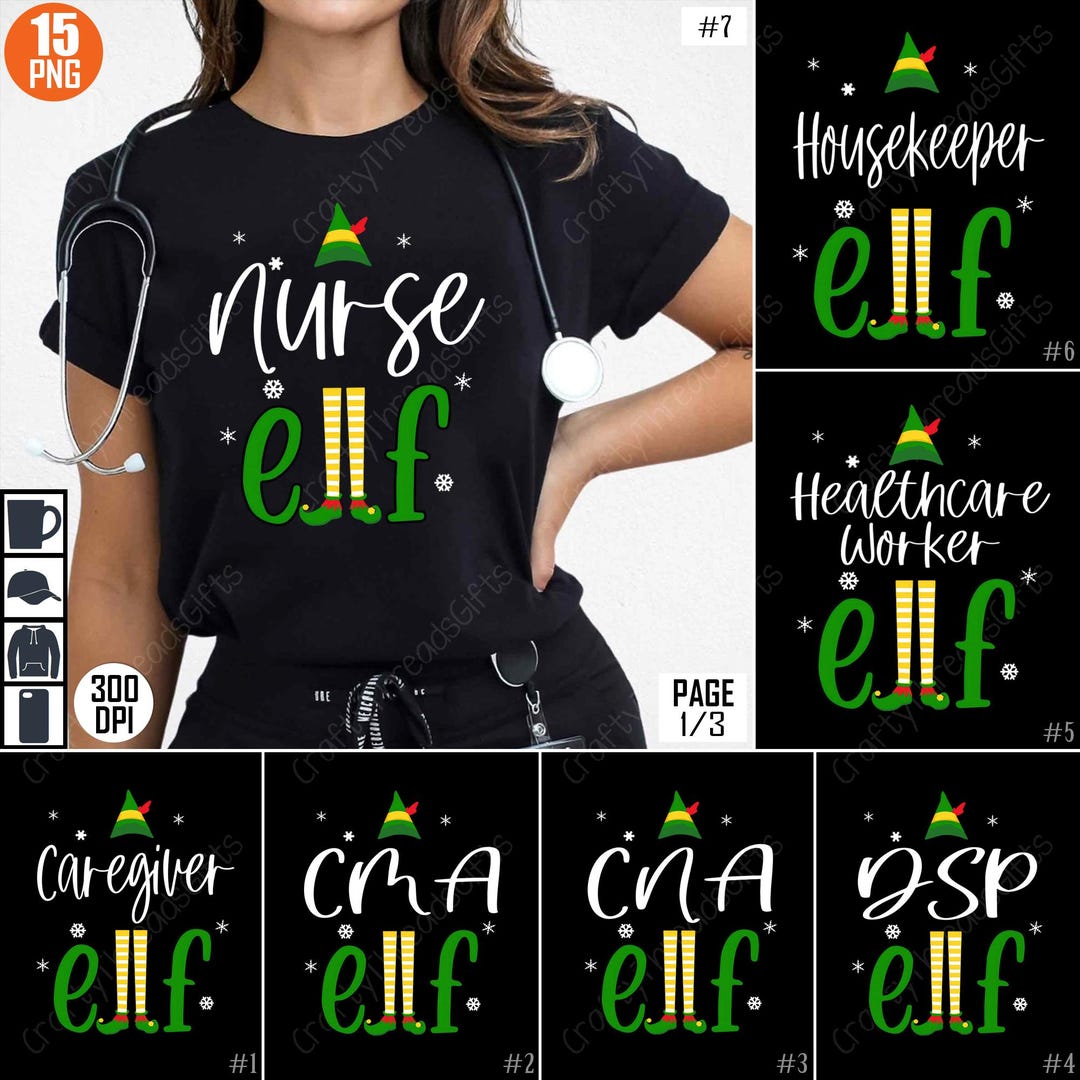 Christmas Nurse PNG, Nurse Elf PNG, Medical Elf Sublimation, Healthcare ...