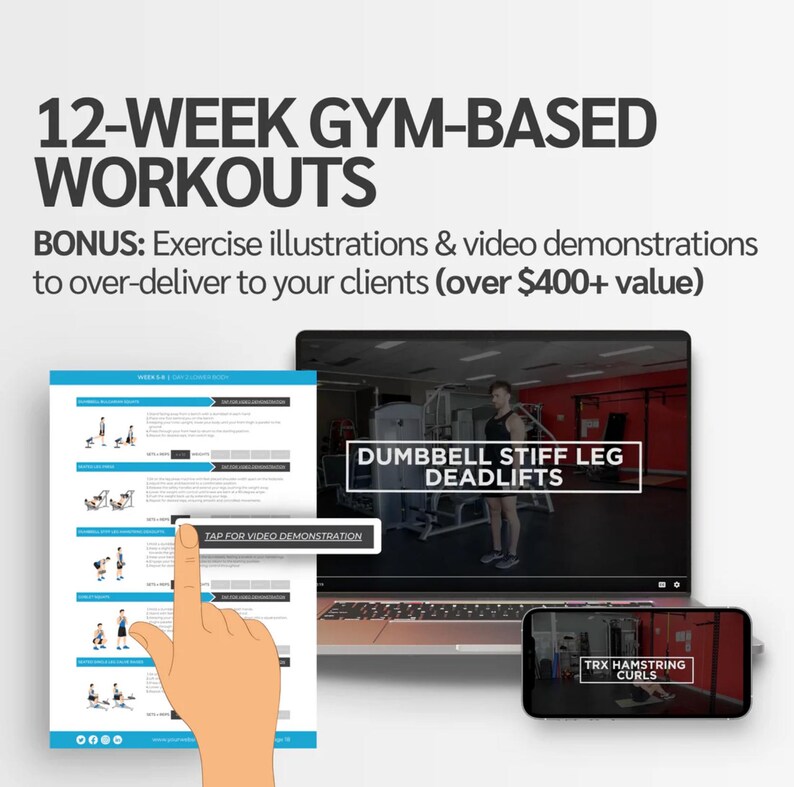 12 Week Gym Training Program Exercise Plan - Etsy