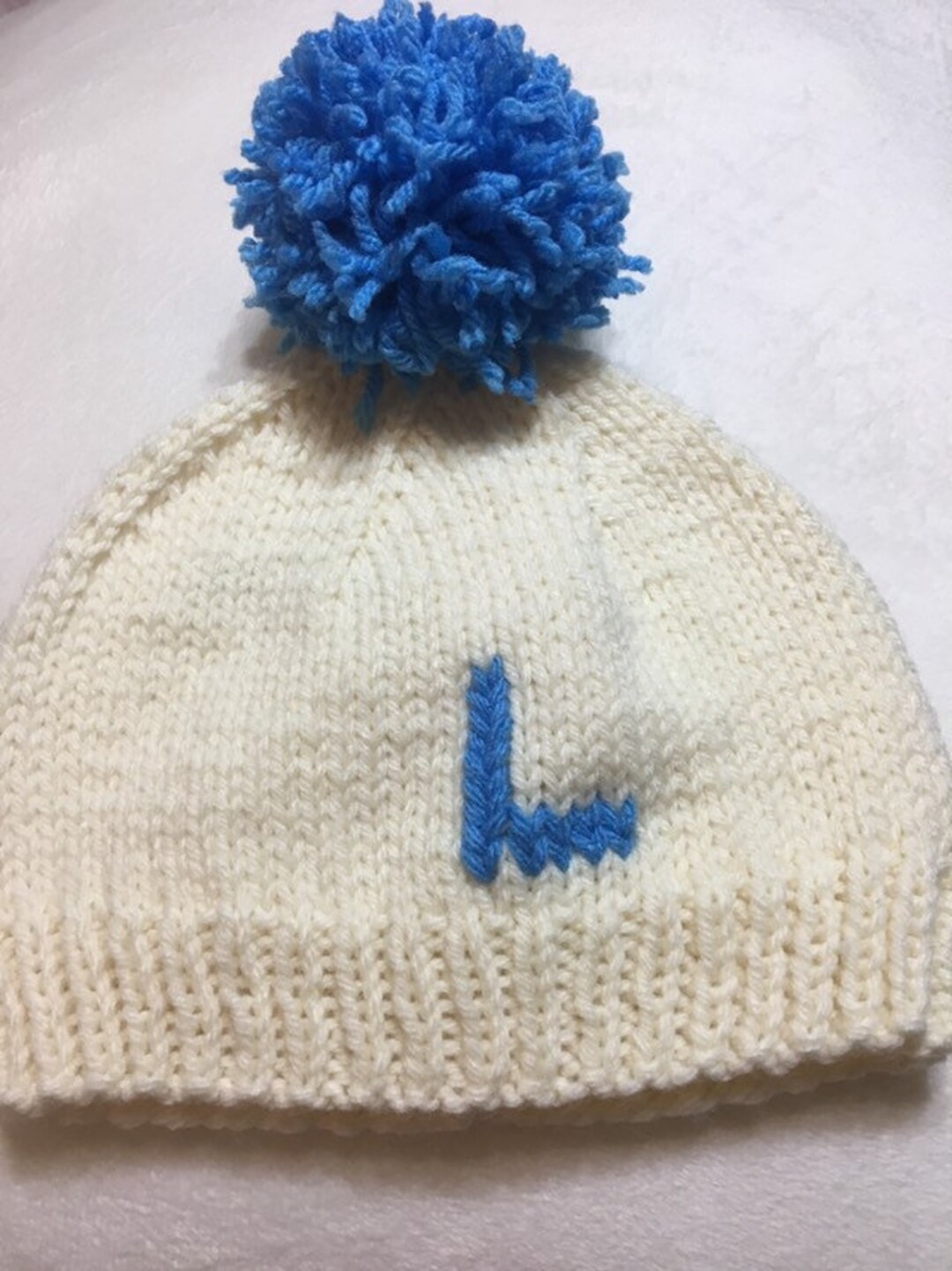 READY TO SHIP Handmade Knit Monogram Pom Pom Hat Toddler Girls Toddler ...