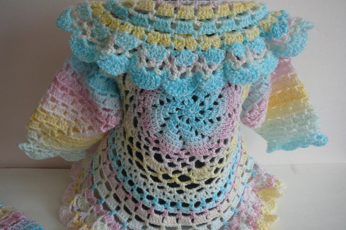 READY TO SHIP Crocheted Frilly Coat and Hat/tddler Girl/pink/acrylic ...
